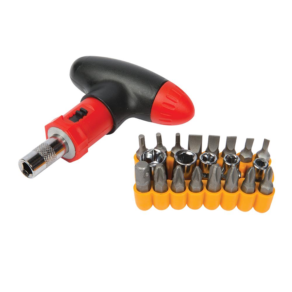 22Pce T-Handle Ratchet Screwdriver Set Forward Reverse Ratchet & Locke ...