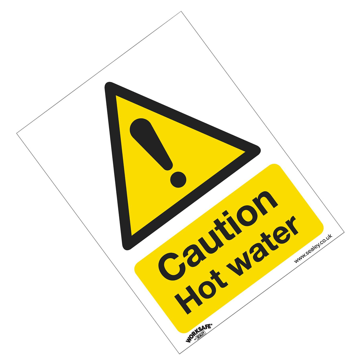 Warning Safety Sign - Caution Hot Water - Self-Adhesive Vinyl - Skill DIY