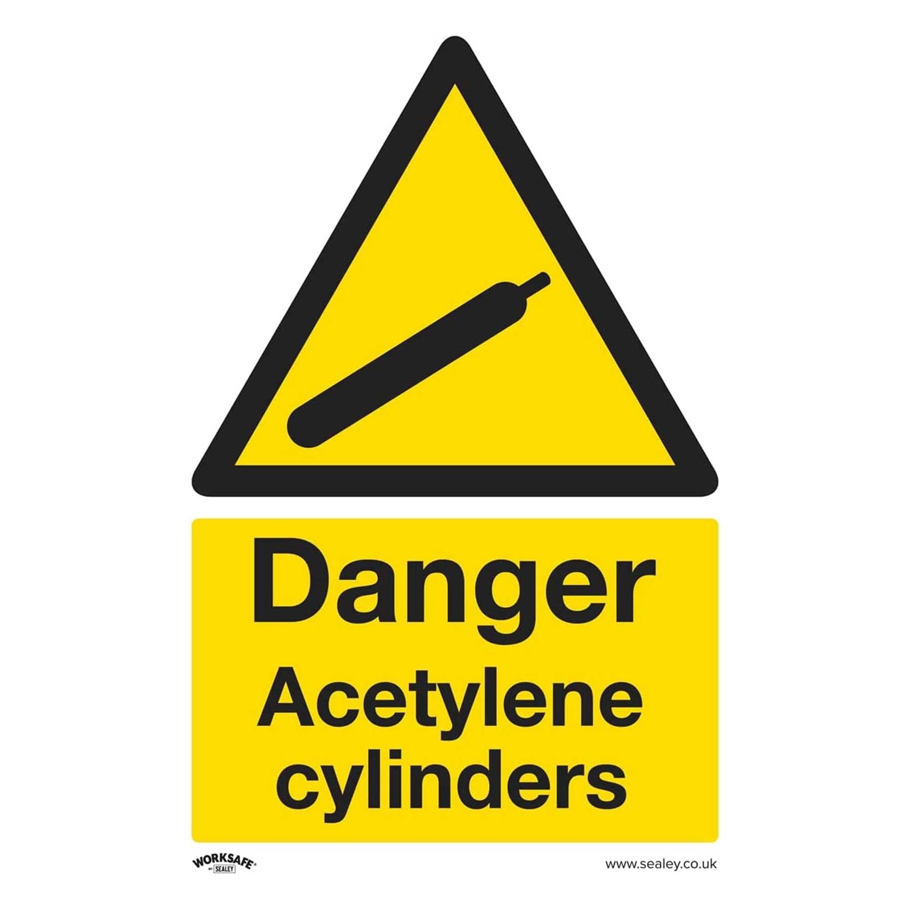 Warning Safety Sign - Danger Acetylene Cylinders - Self-Adhesive Vinyl ...