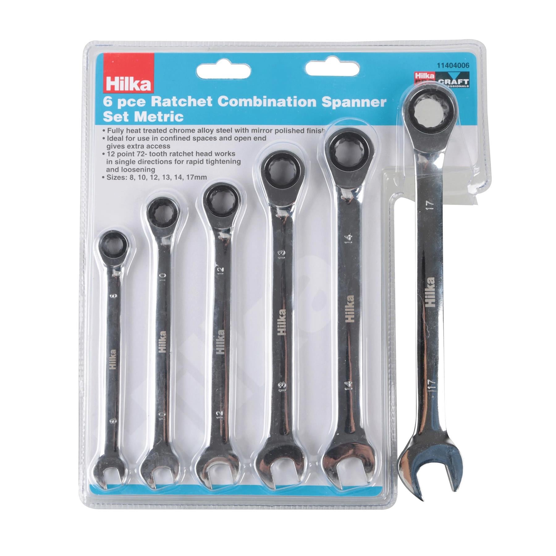Hilka 6 Piece Metric Ratchet Spanner Set - Skill DIY
