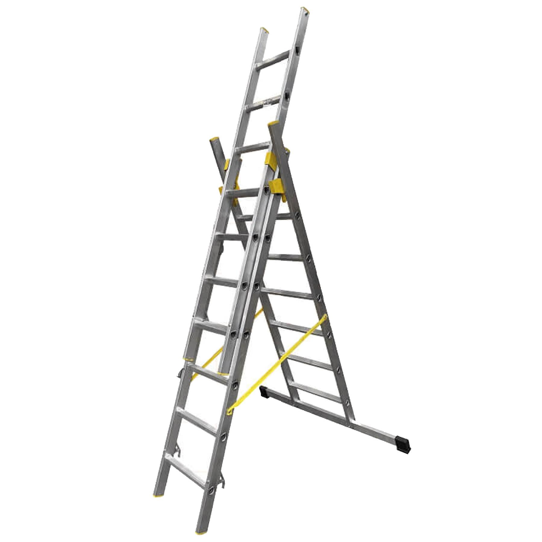 Dapetz PRo 7 Rung Aluminium, Steel Combination Ladder 2m, Triple Secti ...
