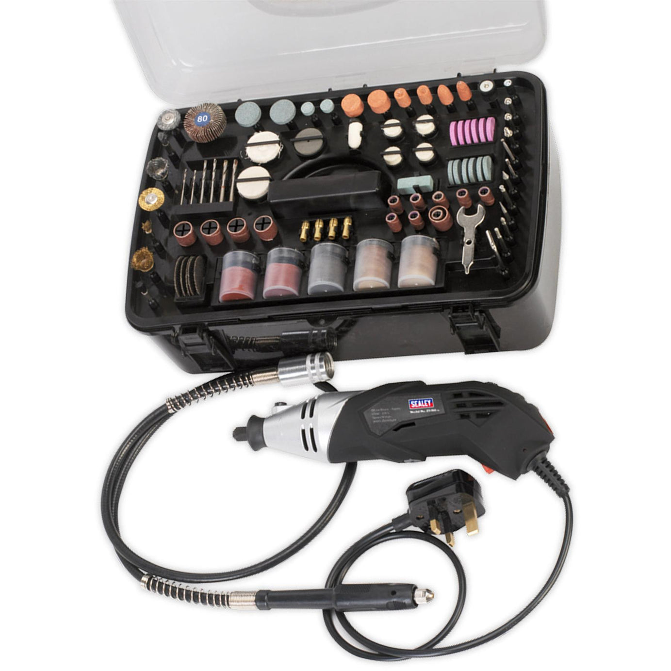 Sealey Multi-Purpose Rotary Tool And Engraver Kit 219pc 230V - Dremel ...