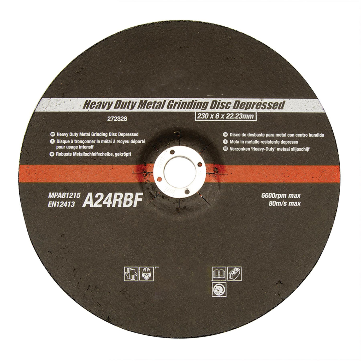 Heavy Duty Metal Grinding Disc Depressed 230 x 6 x 22.23mm Angle Grind - Skill DIY