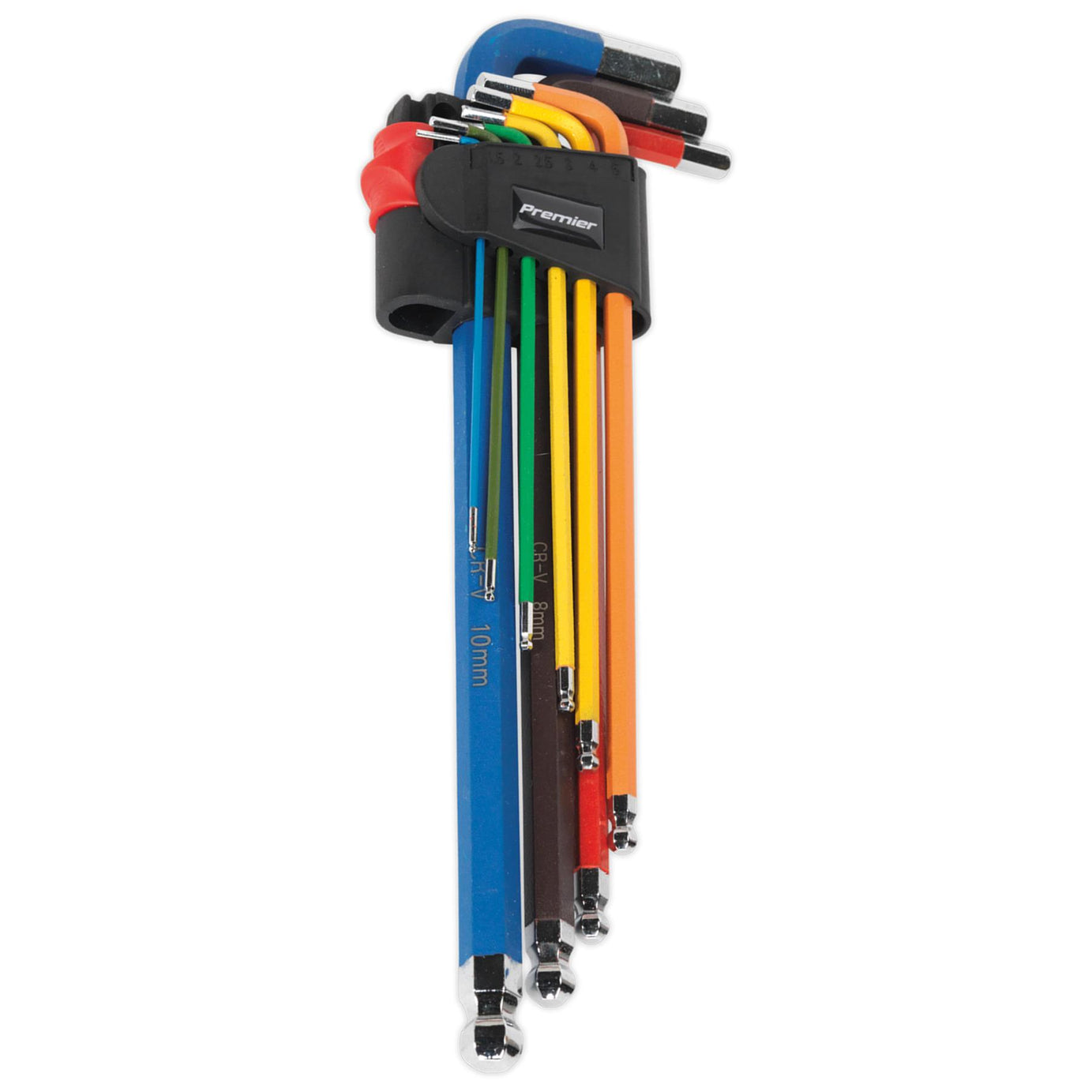 Sealey Ball-End Hex Key Set 9pc Colour-Coded Extra-Long Metric - Skill DIY