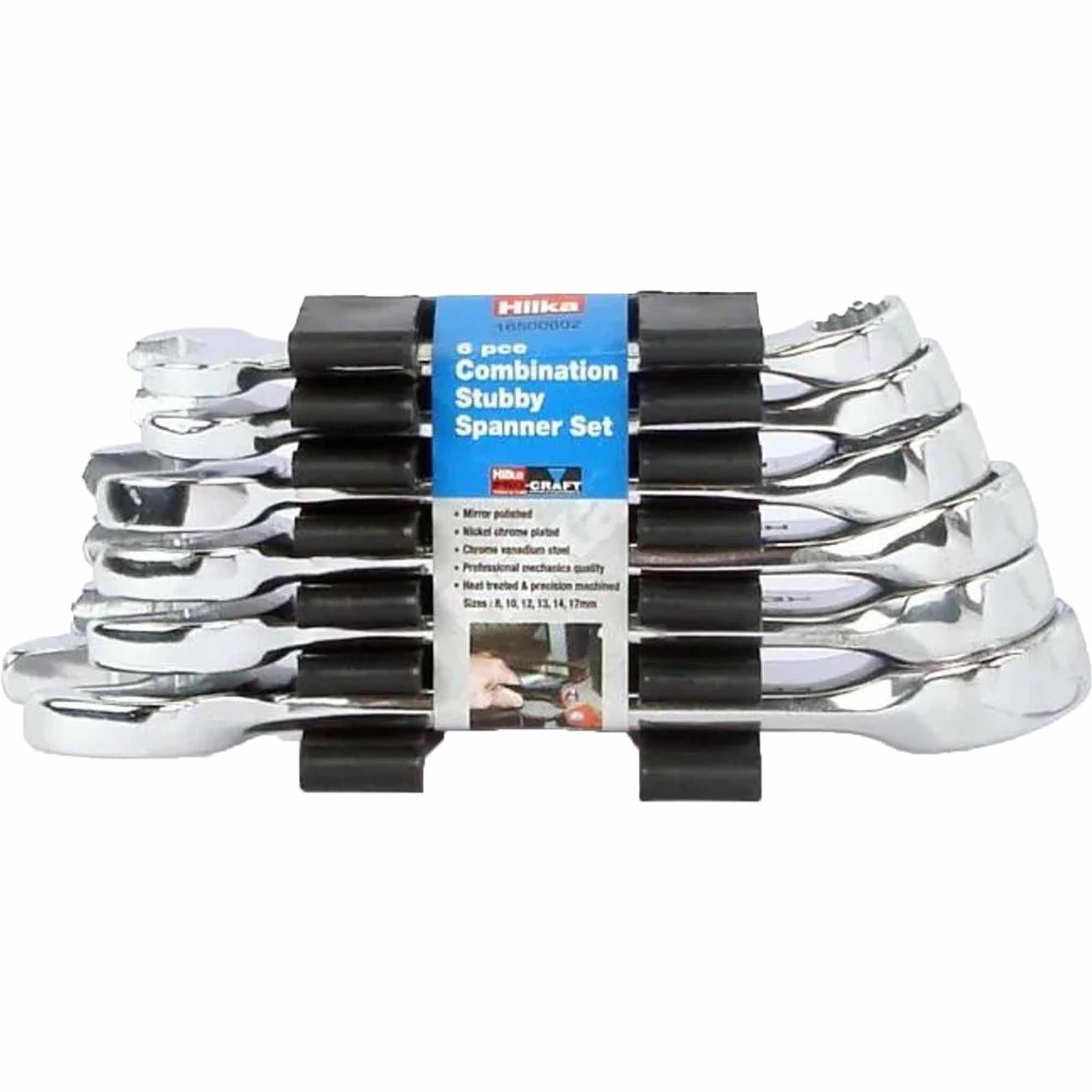 Hilka 6 Piece Combination Stubby Spanner Set Metric - Skill DIY